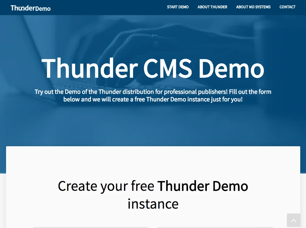 A few clicks to your own free Thunder website | MD Systems GmbH